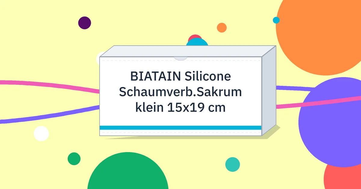 Symbolbild: Packung mit der Aufschrift BIATAIN Silicone Schaumverb.Sakrum klein 15x19 cm (PZN 17669799) – Verfügbarkeit und Bezug in Apotheken in Frankfurt am Main
