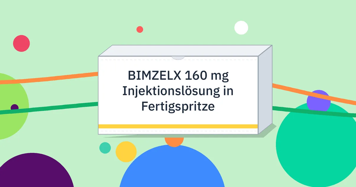 Symbolbild: Packung mit der Aufschrift BIMZELX 160 mg Injektionslösung in Fertigspritze (PZN 18368640) – Verfügbarkeit und Bezug in Apotheken in Frankfurt am Main
