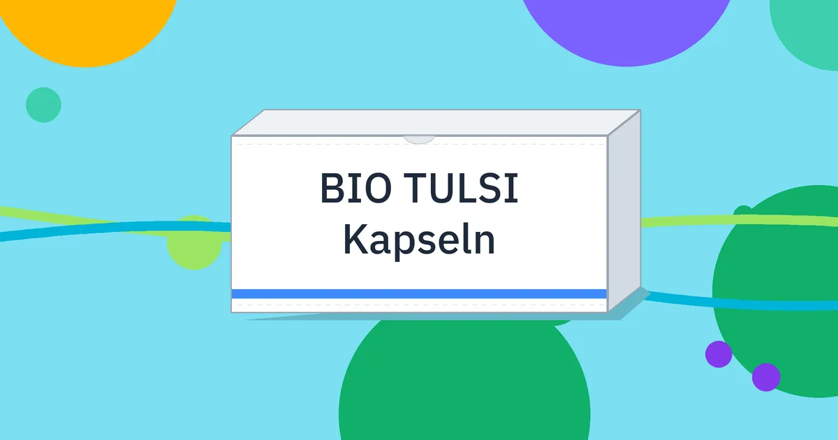 Symbolbild: Packung mit der Aufschrift BIO TULSI Kapseln (PZN 16707316) – Verfügbarkeit und Bezug in Apotheken in Frankfurt am Main