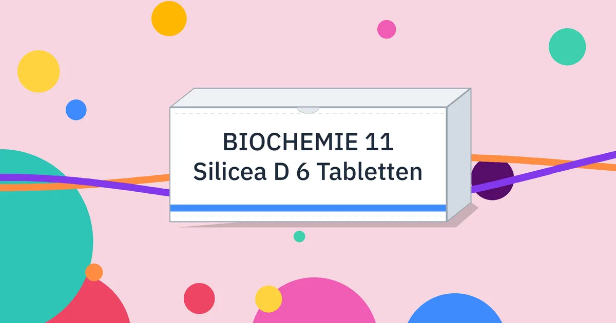 Symbolbild: Packung mit der Aufschrift BIOCHEMIE 11 Silicea D 6 Tabletten (PZN 01073975) – Verfügbarkeit und Bezug in Apotheken in Frankfurt am Main