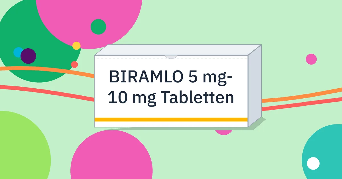 Symbolbild: Packung mit der Aufschrift BIRAMLO 5 mg-10 mg Tabletten (PZN 12449981) – Verfügbarkeit und Bezug in Apotheken in Frankfurt am Main