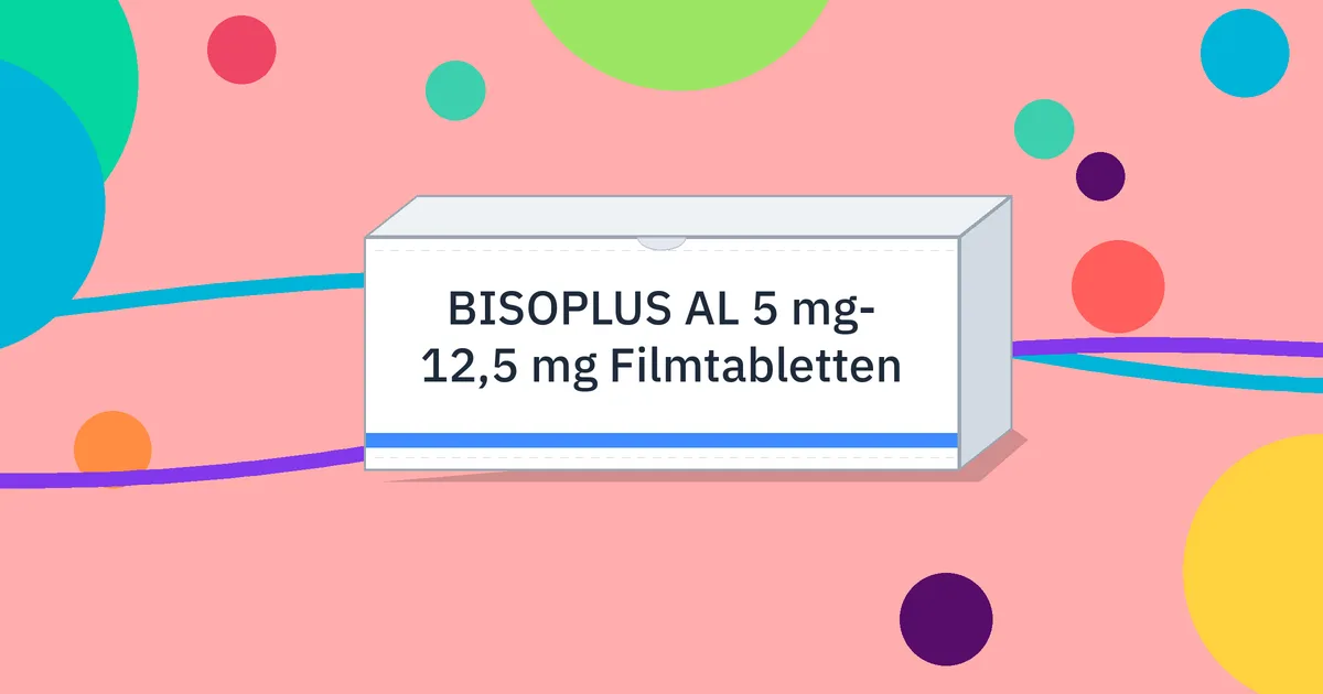 Symbolbild: Packung mit der Aufschrift BISOPLUS AL 5 mg-12,5 mg Filmtabletten (PZN 04026580) – Verfügbarkeit und Bezug in Apotheken in Frankfurt am Main