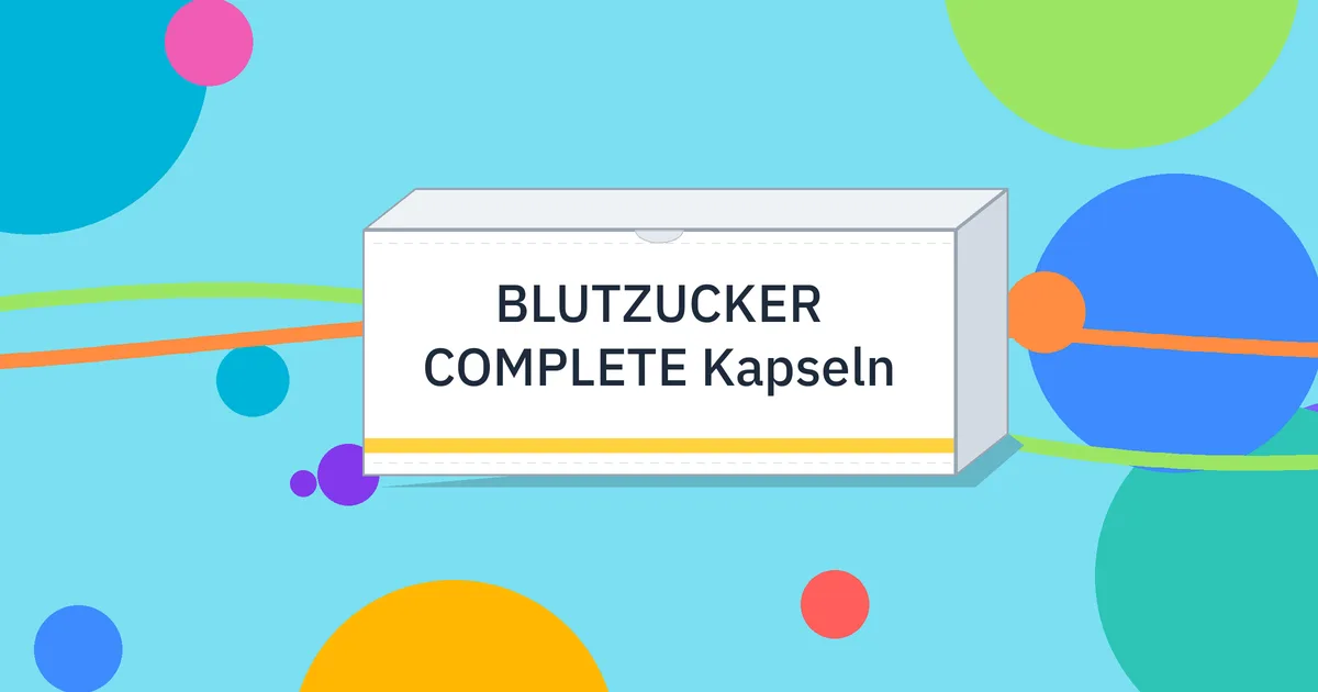 Symbolbild: Packung mit der Aufschrift BLUTZUCKER COMPLETE Kapseln (PZN 19506995) – Verfügbarkeit und Bezug in Apotheken in Frankfurt am Main