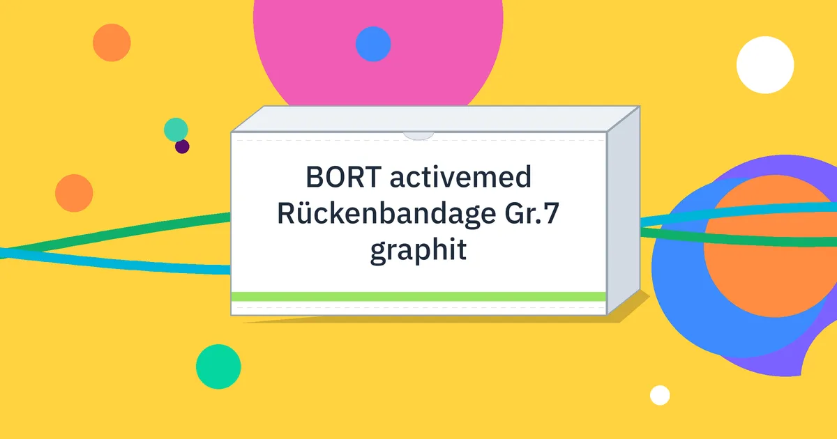 Symbolbild: Packung mit der Aufschrift BORT activemed Rückenbandage Gr.7 graphit (PZN 17582420) – Verfügbarkeit und Bezug in Apotheken in Frankfurt am Main