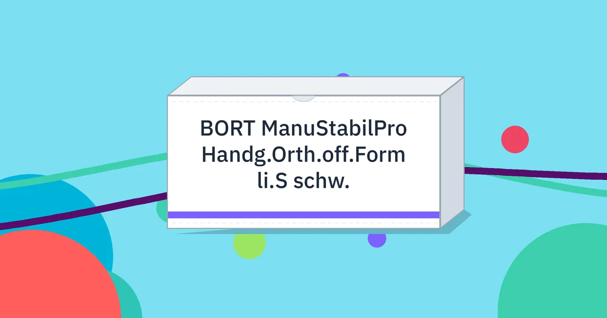 Symbolbild: Packung mit der Aufschrift BORT ManuStabilPro Handg.Orth.off.Form li.S schw. (PZN 11583631) – Verfügbarkeit und Bezug in Apotheken in Frankfurt am Main