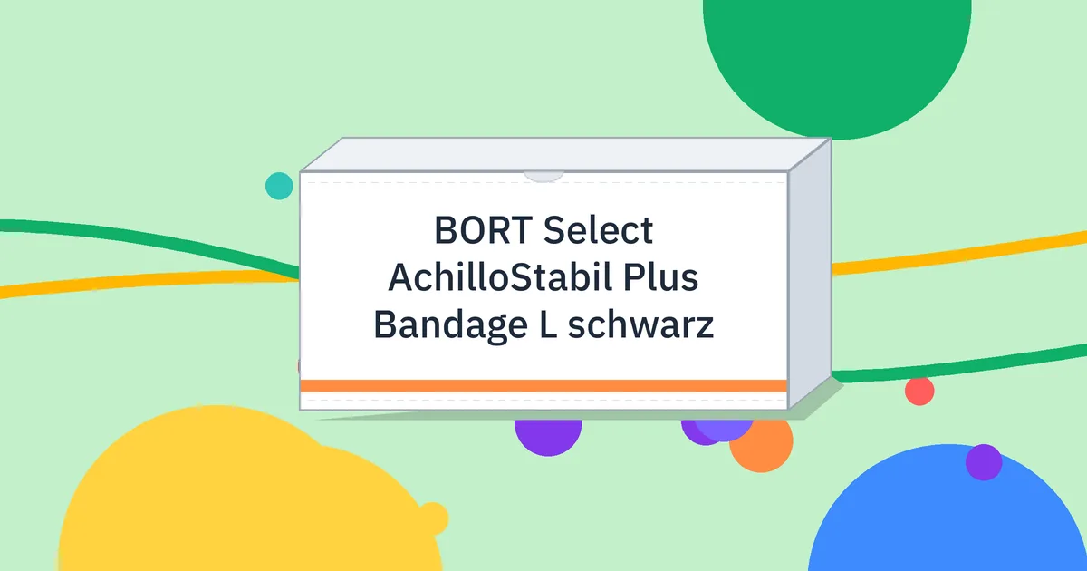 Symbolbild: Packung mit der Aufschrift BORT Select AchilloStabil Plus Bandage L schwarz (PZN 09443495) – Verfügbarkeit und Bezug in Apotheken in Frankfurt am Main