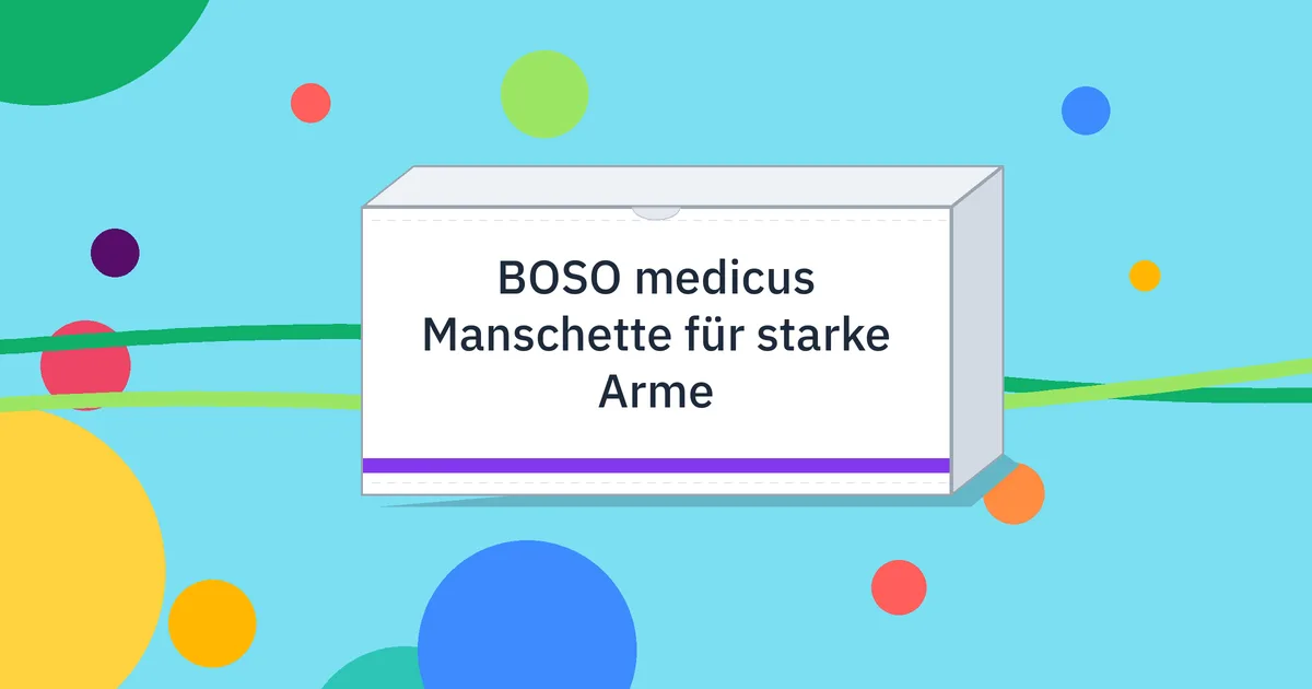 Symbolbild: Packung mit der Aufschrift BOSO medicus Manschette für starke Arme (PZN 08531091) – Verfügbarkeit und Bezug in Apotheken in Frankfurt am Main