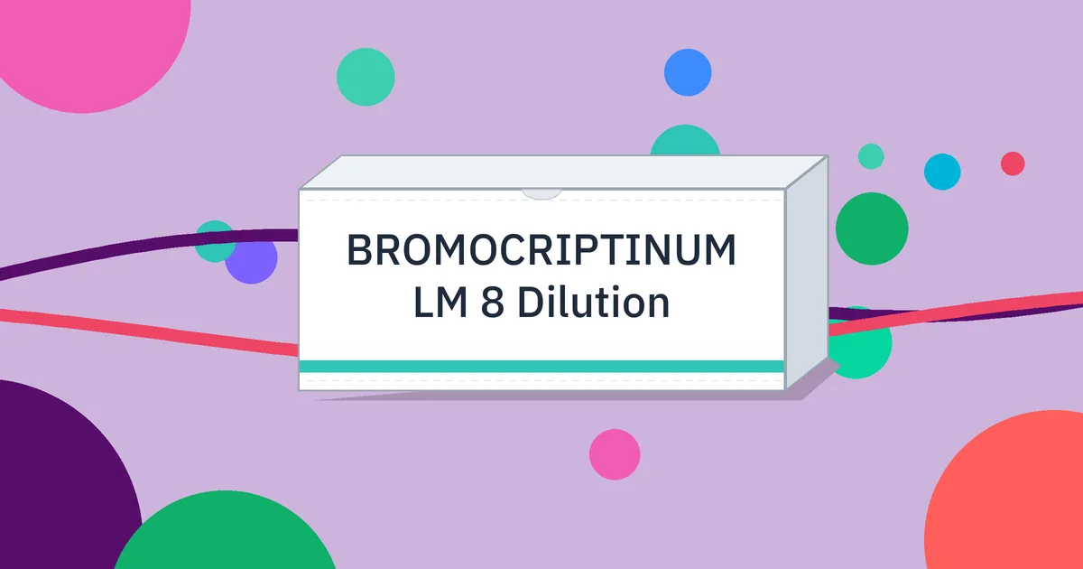 Symbolbild: Packung mit der Aufschrift BROMOCRIPTINUM LM 8 Dilution (PZN 13396519) – Verfügbarkeit und Bezug in Apotheken in Frankfurt am Main