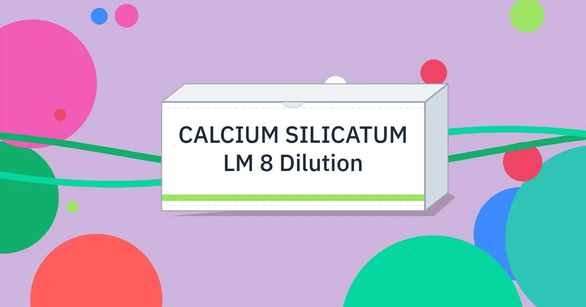 Symbolbild: Packung mit der Aufschrift CALCIUM SILICATUM LM 8 Dilution (PZN 12805571) – Verfügbarkeit und Bezug in Apotheken in Frankfurt am Main