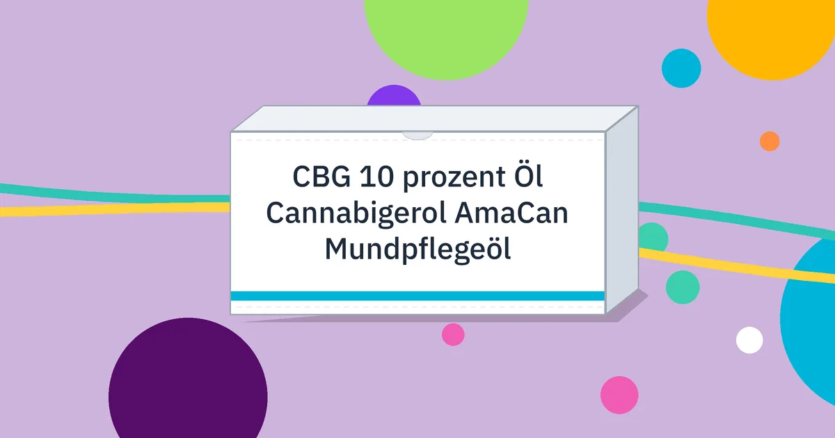 Symbolbild: Packung mit der Aufschrift CBG 10 prozent Öl Cannabigerol AmaCan Mundpflegeöl (PZN 18241460) – Verfügbarkeit und Bezug in Apotheken in Frankfurt am Main