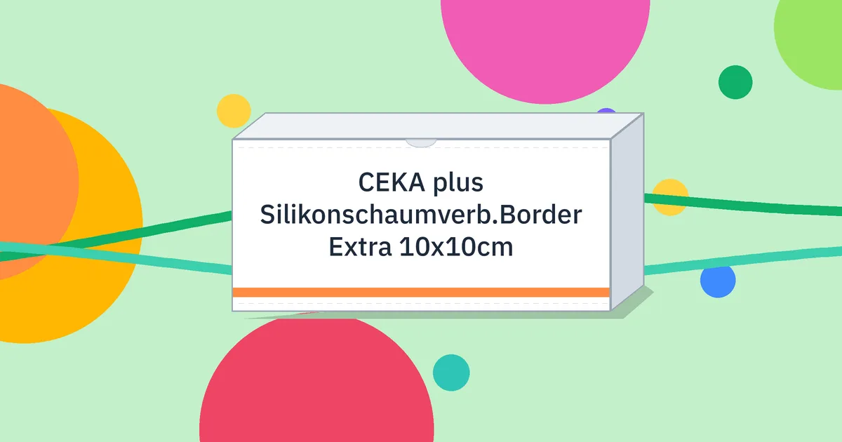 Symbolbild: Packung mit der Aufschrift CEKA plus Silikonschaumverb.Border Extra 10x10cm (PZN 20378491) – Verfügbarkeit und Bezug in Apotheken in Frankfurt am Main