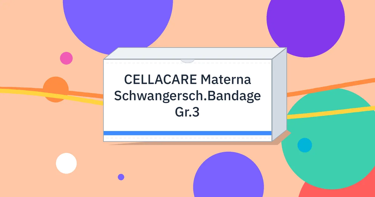 Symbolbild: Packung mit der Aufschrift CELLACARE Materna Schwangersch.Bandage Gr.3 (PZN 02006834) – Verfügbarkeit und Bezug in Apotheken in Frankfurt am Main