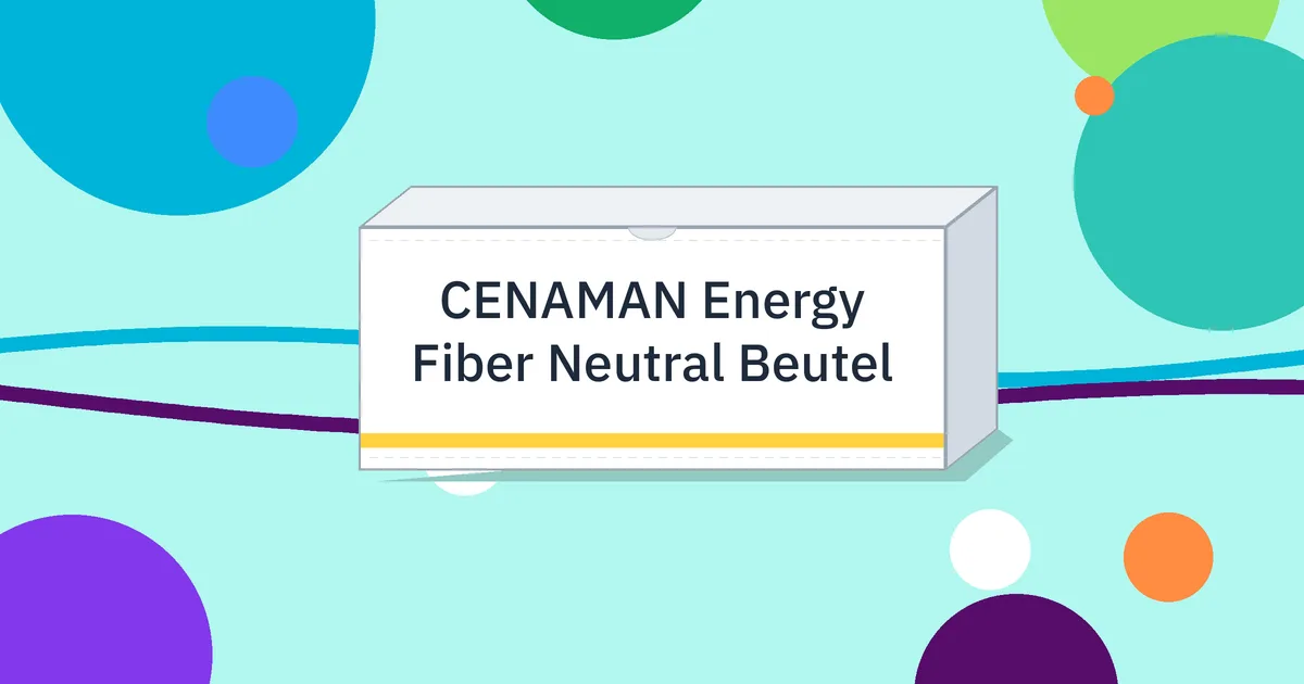 Symbolbild: Packung mit der Aufschrift CENAMAN Energy Fiber Neutral Beutel (PZN 13710855) – Verfügbarkeit und Bezug in Apotheken in Frankfurt am Main