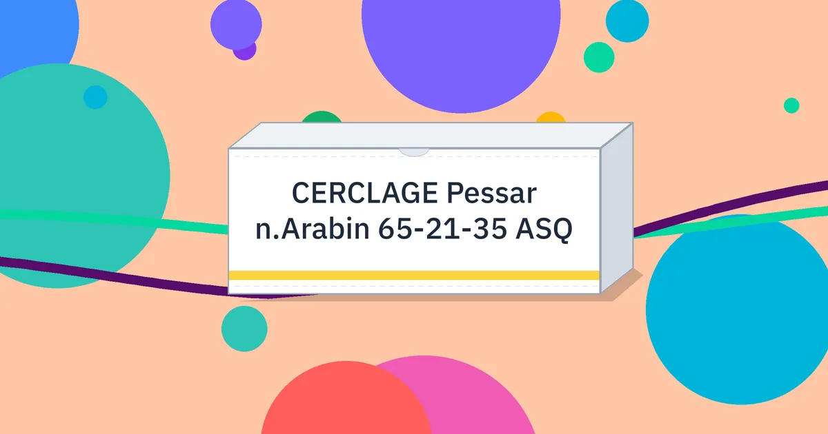 Symbolbild: Packung mit der Aufschrift CERCLAGE Pessar n.Arabin 65-21-35 ASQ (PZN 03373931) – Verfügbarkeit und Bezug in Apotheken in Frankfurt am Main