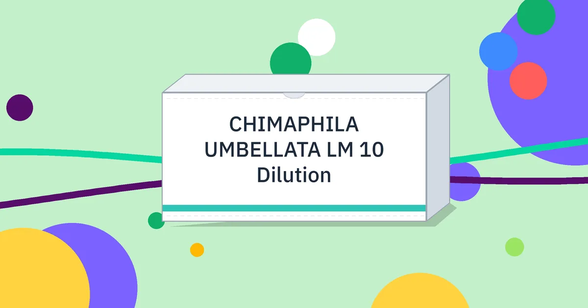 Symbolbild: Packung mit der Aufschrift CHIMAPHILA UMBELLATA LM 10 Dilution (PZN 12813369) – Verfügbarkeit und Bezug in Apotheken in Frankfurt am Main