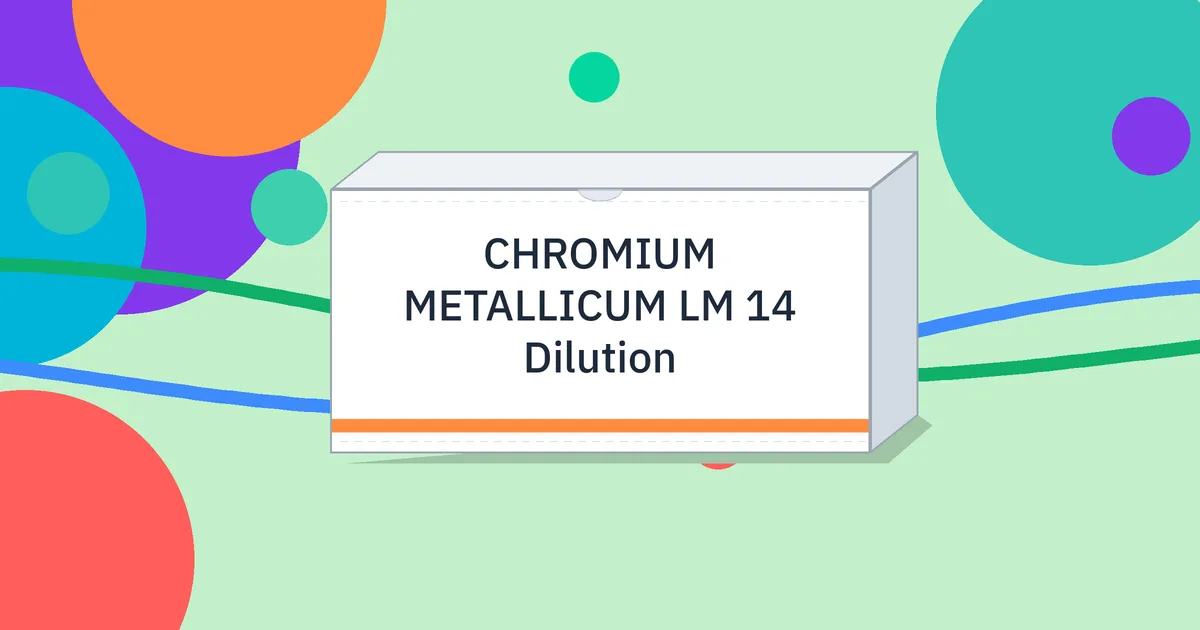 Symbolbild: Packung mit der Aufschrift CHROMIUM METALLICUM LM 14 Dilution (PZN 12817812) – Verfügbarkeit und Bezug in Apotheken in Frankfurt am Main