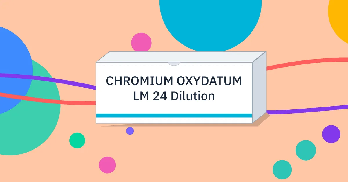 Symbolbild: Packung mit der Aufschrift CHROMIUM OXYDATUM LM 24 Dilution (PZN 13445643) – Verfügbarkeit und Bezug in Apotheken in Frankfurt am Main