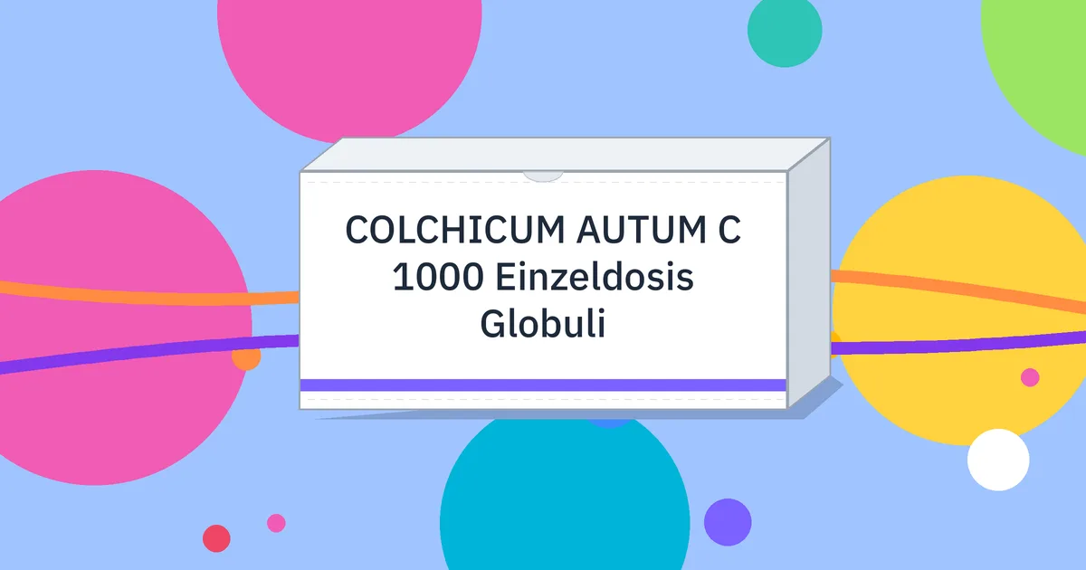 Symbolbild: Packung mit der Aufschrift COLCHICUM AUTUM C 1000 Einzeldosis Globuli (PZN 03032532) – Verfügbarkeit und Bezug in Apotheken in Frankfurt am Main