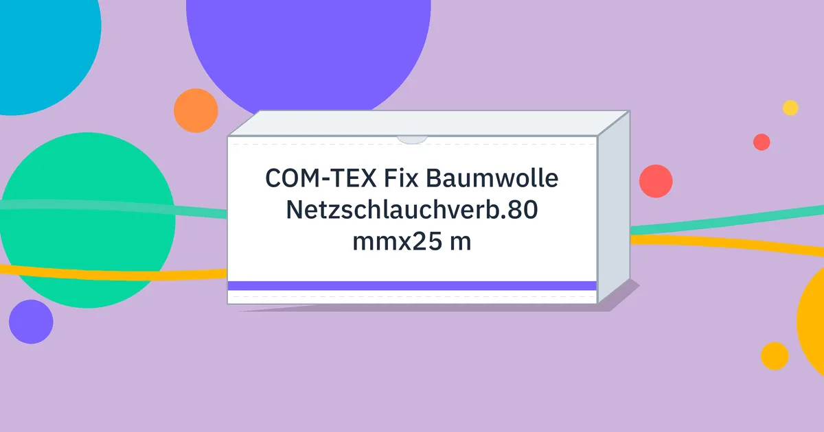 Symbolbild: Packung mit der Aufschrift COM-TEX Fix Baumwolle Netzschlauchverb.80 mmx25 m (PZN 04723238) – Verfügbarkeit und Bezug in Apotheken in Frankfurt am Main