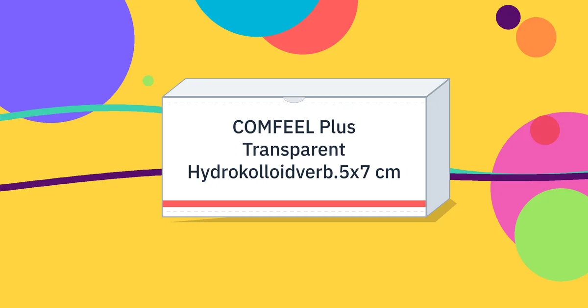 Symbolbild: Packung mit der Aufschrift COMFEEL Plus Transparent Hydrokolloidverb.5x7 cm (PZN 13343871) – Verfügbarkeit und Bezug in Apotheken in Frankfurt am Main