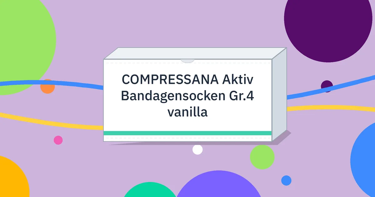 Symbolbild: Packung mit der Aufschrift COMPRESSANA Aktiv Bandagensocken Gr.4 vanilla (PZN 09209871) – Verfügbarkeit und Bezug in Apotheken in Frankfurt am Main
