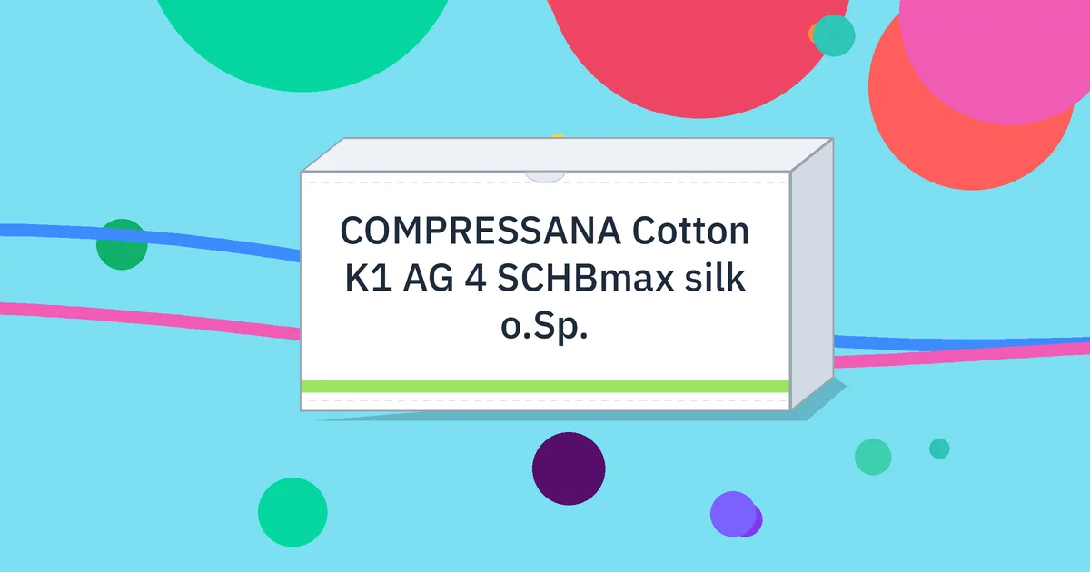 Symbolbild: Packung mit der Aufschrift COMPRESSANA Cotton K1 AG 4 SCHBmax silk o.Sp. (PZN 16959822) – Verfügbarkeit und Bezug in Apotheken in Frankfurt am Main