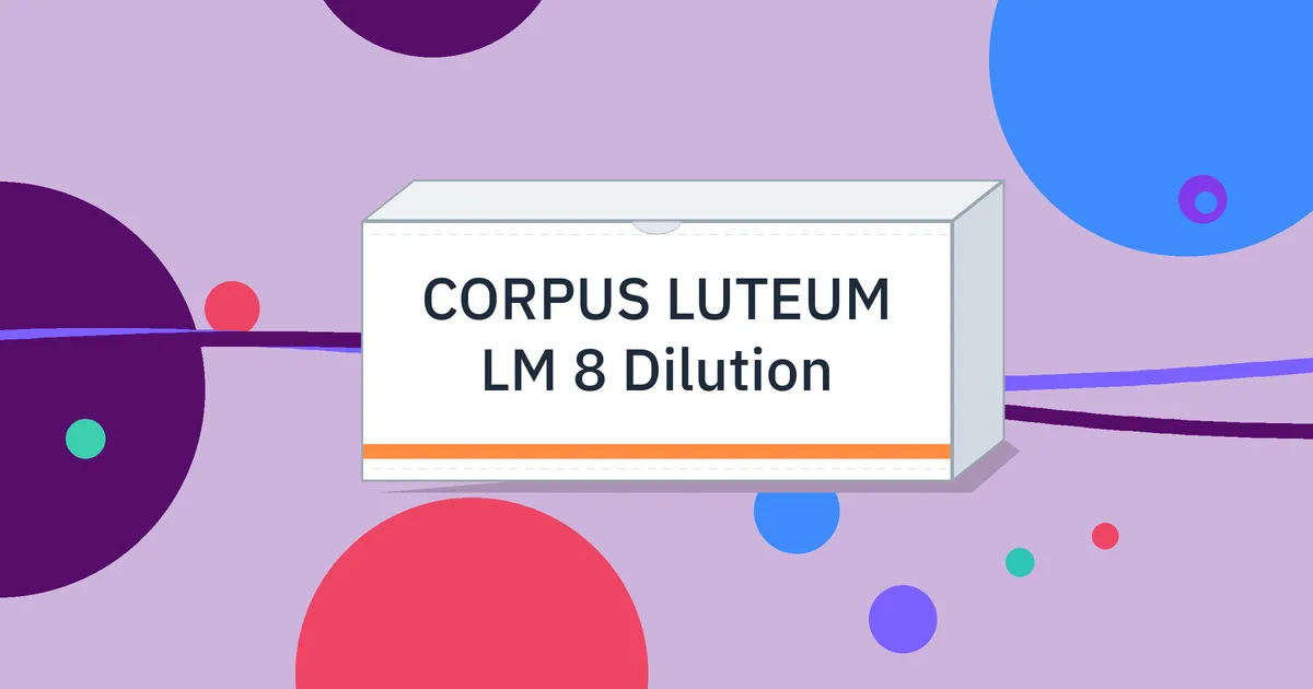 Symbolbild: Packung mit der Aufschrift CORPUS LUTEUM LM 8 Dilution (PZN 12834851) – Verfügbarkeit und Bezug in Apotheken in Frankfurt am Main