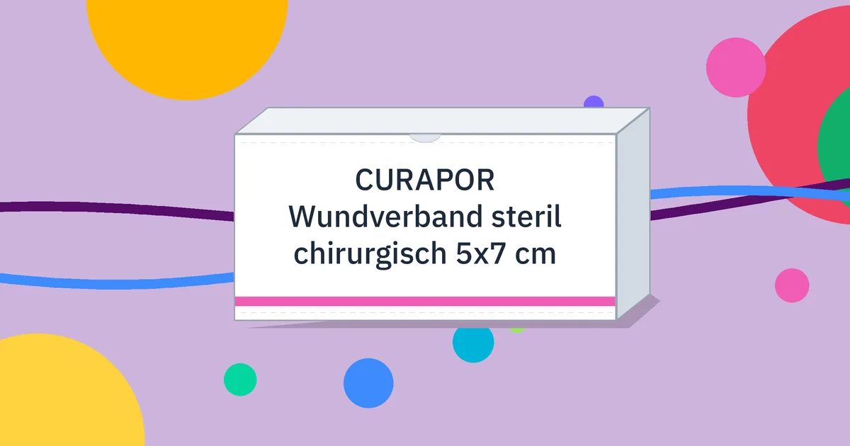 Symbolbild: Packung mit der Aufschrift CURAPOR Wundverband steril chirurgisch 5x7 cm (PZN 17433708) – Verfügbarkeit und Bezug in Apotheken in Frankfurt am Main
