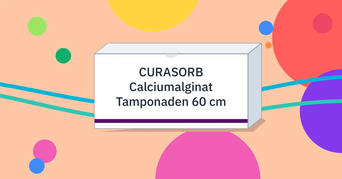 Symbolbild: Packung mit der Aufschrift CURASORB Calciumalginat Tamponaden 60 cm (PZN 02035103) – Verfügbarkeit und Bezug in Apotheken in Frankfurt am Main