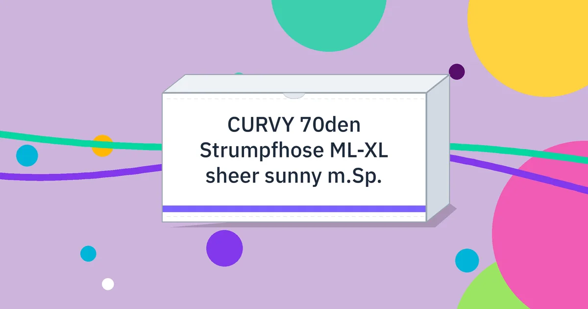 Symbolbild: Packung mit der Aufschrift CURVY 70den Strumpfhose ML-XL sheer sunny m.Sp. (PZN 16175753) – Verfügbarkeit und Bezug in Apotheken in Frankfurt am Main