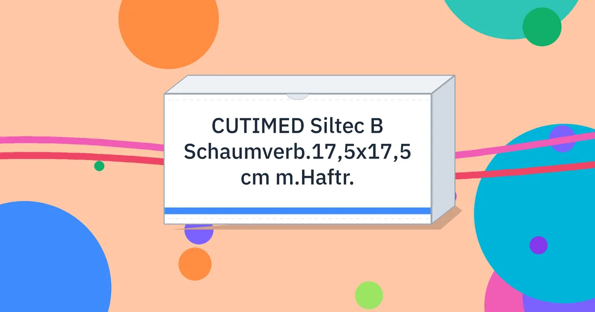 Symbolbild: Packung mit der Aufschrift CUTIMED Siltec B Schaumverb.17,5x17,5 cm m.Haftr. (PZN 07340822) – Verfügbarkeit und Bezug in Apotheken in Frankfurt am Main