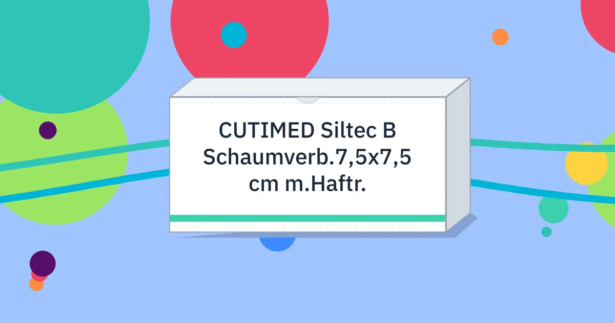 Symbolbild: Packung mit der Aufschrift CUTIMED Siltec B Schaumverb.7,5x7,5 cm m.Haftr. (PZN 12892481) – Verfügbarkeit und Bezug in Apotheken in Frankfurt am Main