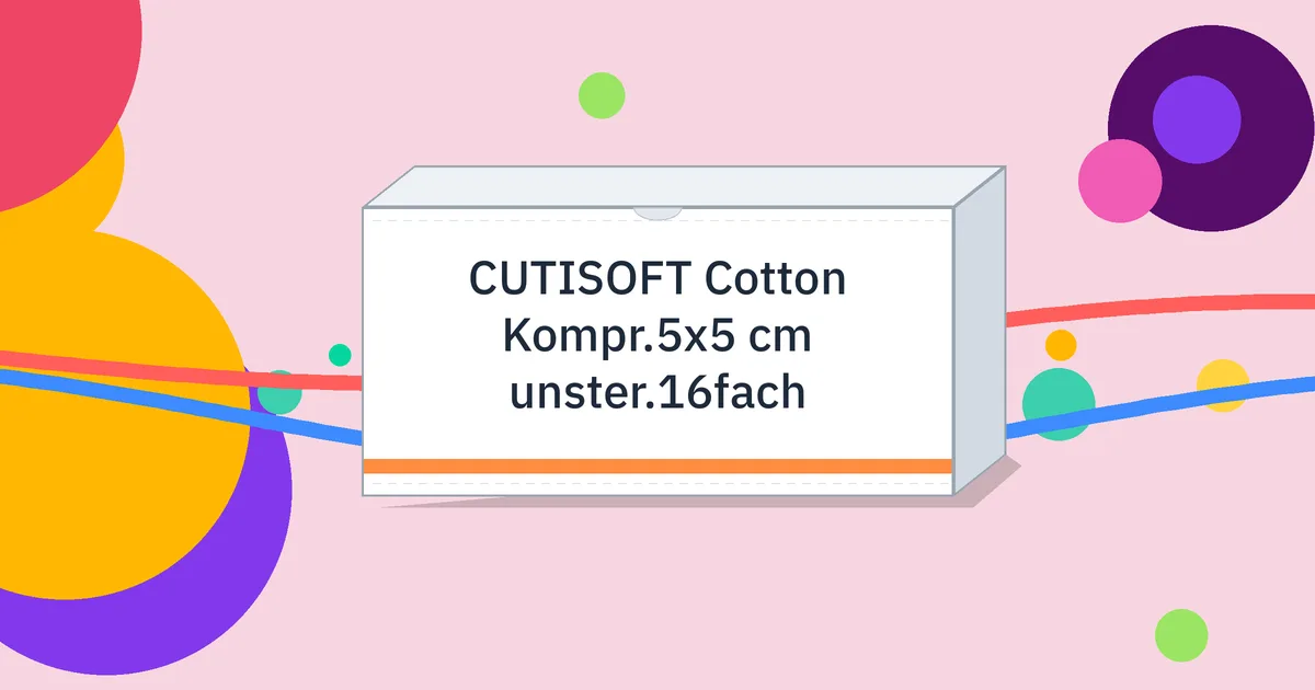 Symbolbild: Packung mit der Aufschrift CUTISOFT Cotton Kompr.5x5 cm unster.16fach (PZN 03896988) – Verfügbarkeit und Bezug in Apotheken in Frankfurt am Main