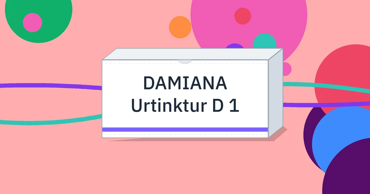 Symbolbild: Packung mit der Aufschrift DAMIANA Urtinktur D 1 (PZN 02127696) – Verfügbarkeit und Bezug in Apotheken in Frankfurt am Main