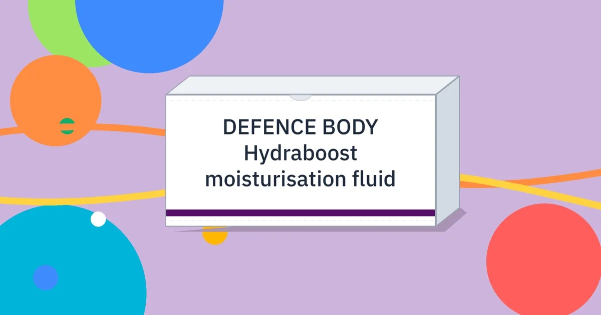 Symbolbild: Packung mit der Aufschrift DEFENCE BODY Hydraboost moisturisation fluid (PZN 11892237) – Verfügbarkeit und Bezug in Apotheken in Frankfurt am Main