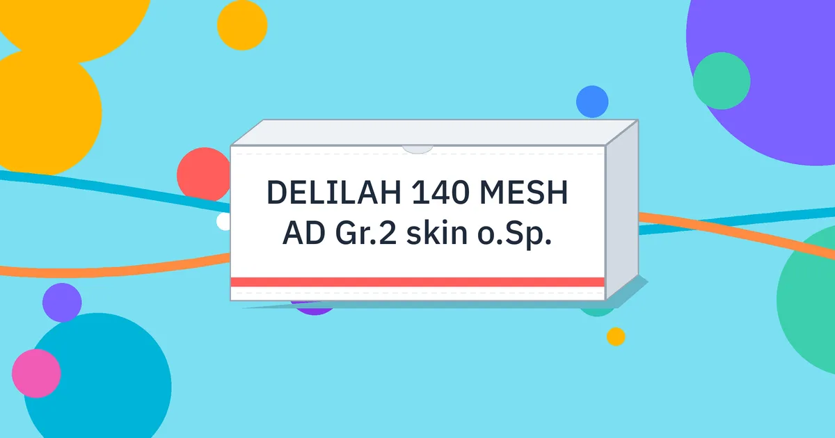 Symbolbild: Packung mit der Aufschrift DELILAH 140 MESH AD Gr.2 skin o.Sp. (PZN 14245047) – Verfügbarkeit und Bezug in Apotheken in Frankfurt am Main