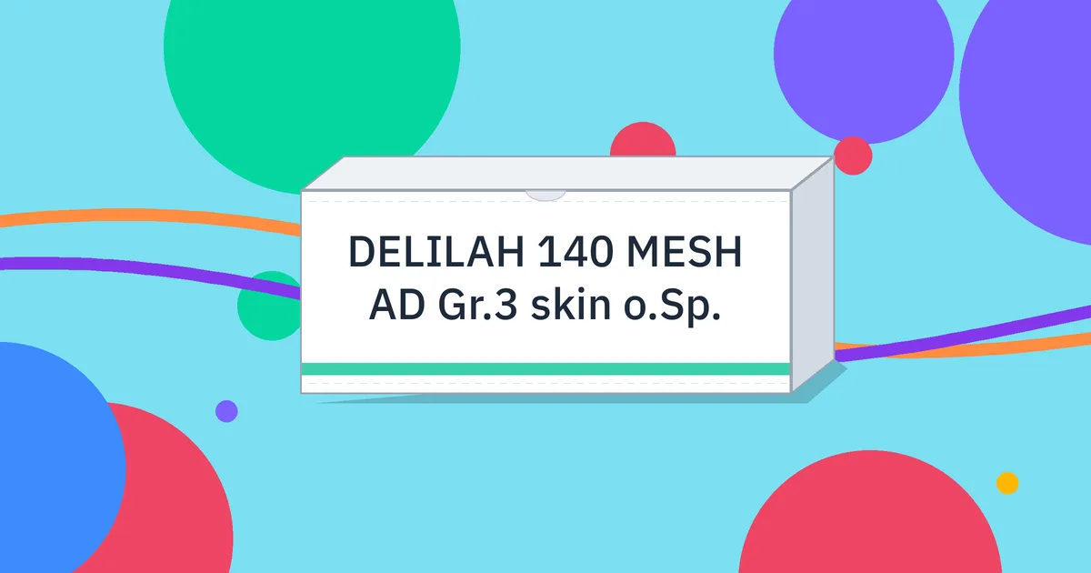 Symbolbild: Packung mit der Aufschrift DELILAH 140 MESH AD Gr.3 skin o.Sp. (PZN 14245076) – Verfügbarkeit und Bezug in Apotheken in Frankfurt am Main