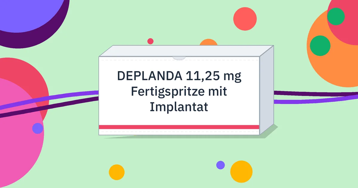 Symbolbild: Packung mit der Aufschrift DEPLANDA 11,25 mg Fertigspritze mit Implantat (PZN 20358206) – Verfügbarkeit und Bezug in Apotheken in Frankfurt am Main