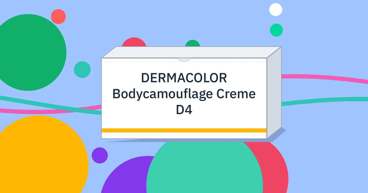 Symbolbild: Packung mit der Aufschrift DERMACOLOR Bodycamouflage Creme D4 (PZN 15818278) – Verfügbarkeit und Bezug in Apotheken in Frankfurt am Main