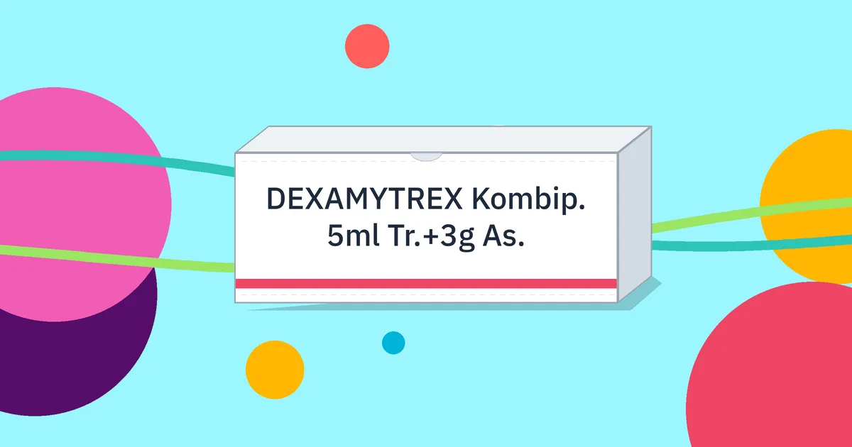 Symbolbild: Packung mit der Aufschrift DEXAMYTREX Kombip. 5ml Tr.+3g As. (PZN 02747795) – Verfügbarkeit und Bezug in Apotheken in Frankfurt am Main