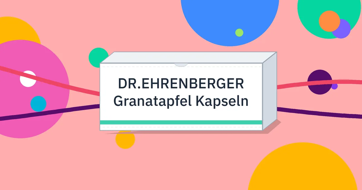 Symbolbild: Packung mit der Aufschrift DR.EHRENBERGER Granatapfel Kapseln (PZN 15233514) – Verfügbarkeit und Bezug in Apotheken in Frankfurt am Main