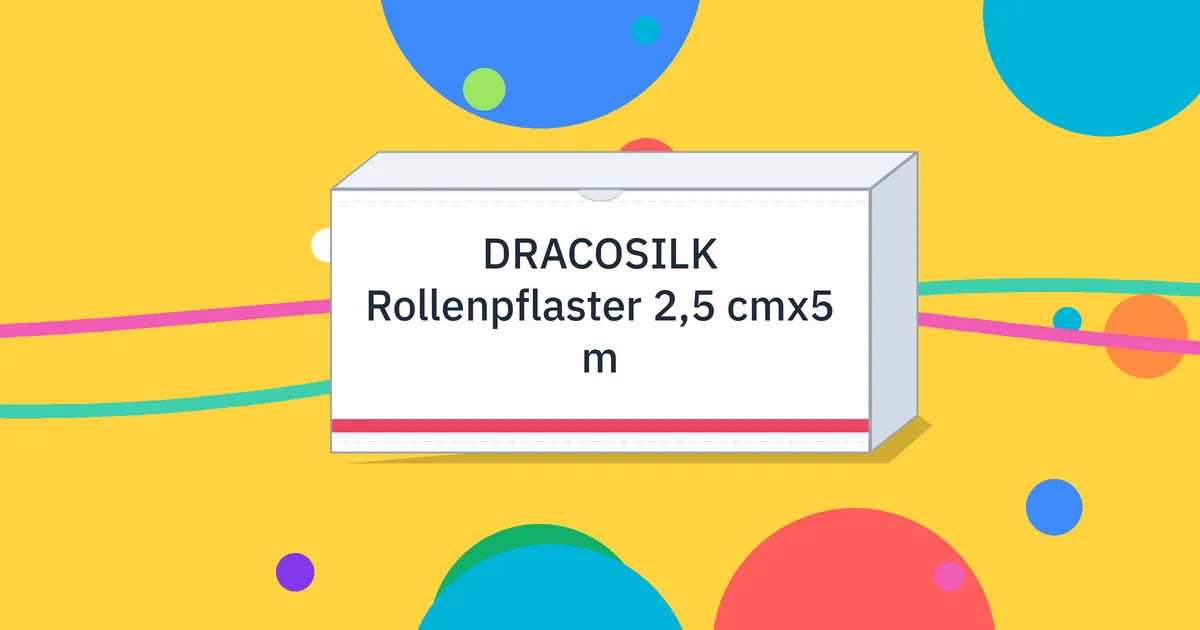 Symbolbild: Packung mit der Aufschrift DRACOSILK Rollenpflaster 2,5 cmx5 m (PZN 03767742) – Verfügbarkeit und Bezug in Apotheken in Frankfurt am Main