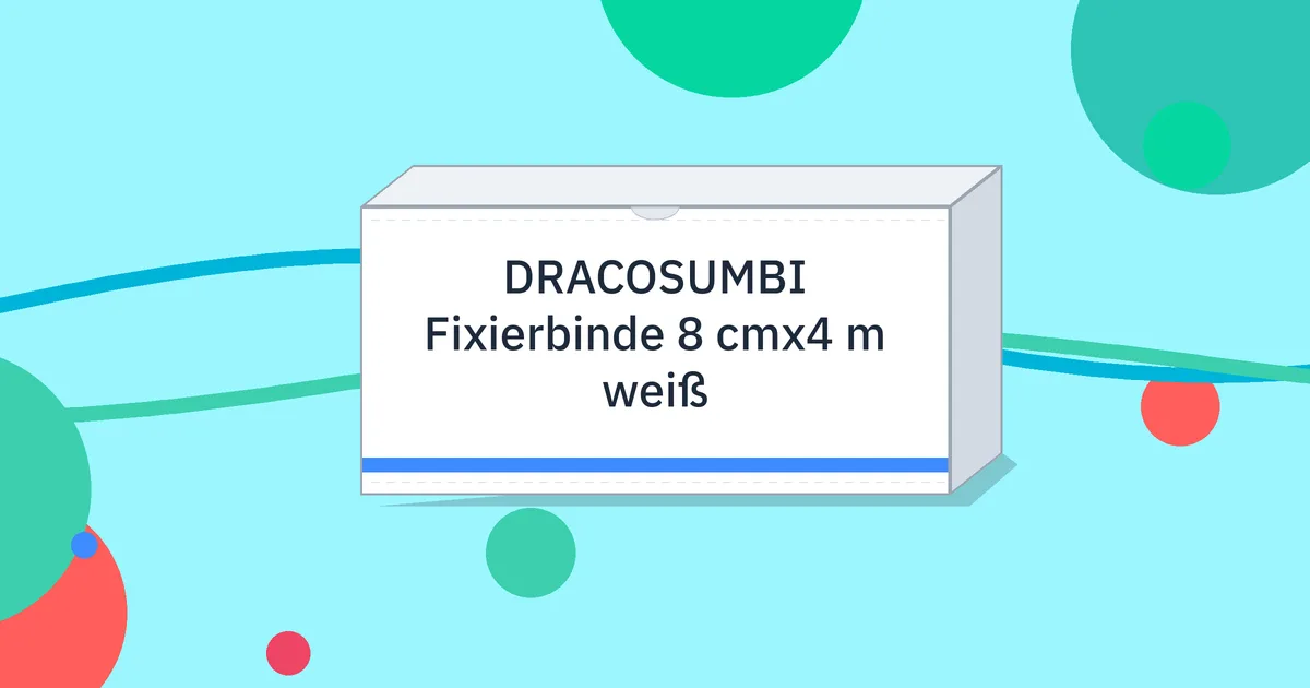 Symbolbild: Packung mit der Aufschrift DRACOSUMBI Fixierbinde 8 cmx4 m weiß (PZN 02163717) – Verfügbarkeit und Bezug in Apotheken in Frankfurt am Main