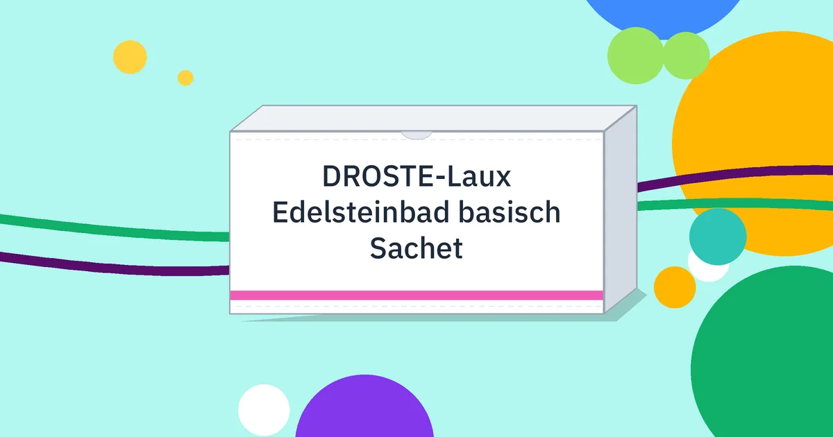 Symbolbild: Packung mit der Aufschrift DROSTE-Laux Edelsteinbad basisch Sachet (PZN 04258770) – Verfügbarkeit und Bezug in Apotheken in Frankfurt am Main