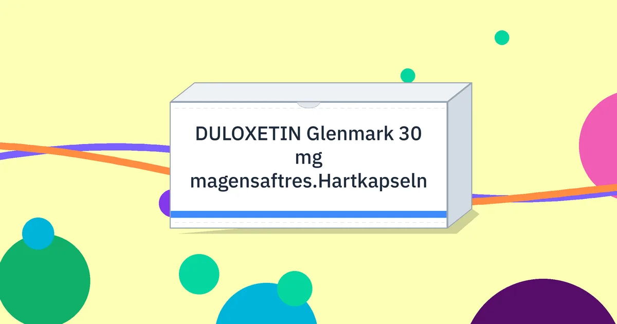 Symbolbild: Packung mit der Aufschrift DULOXETIN Glenmark 30 mg magensaftres.Hartkapseln (PZN 18009332) – Verfügbarkeit und Bezug in Apotheken in Frankfurt am Main