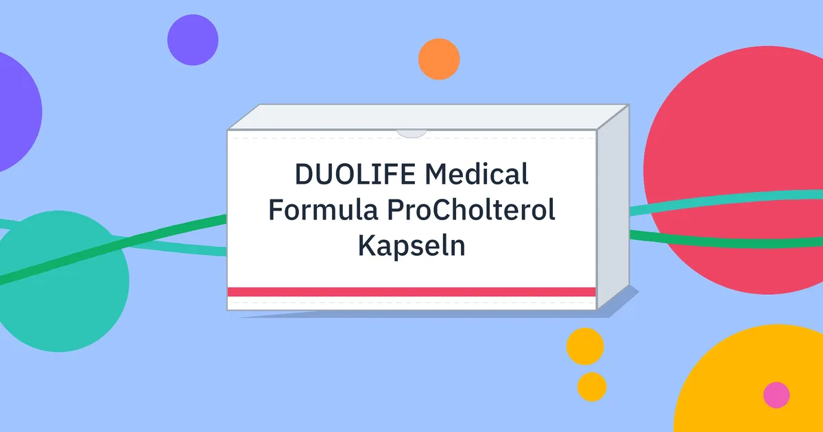 Symbolbild: Packung mit der Aufschrift DUOLIFE Medical Formula ProCholterol Kapseln (PZN 16613549) – Verfügbarkeit und Bezug in Apotheken in Frankfurt am Main