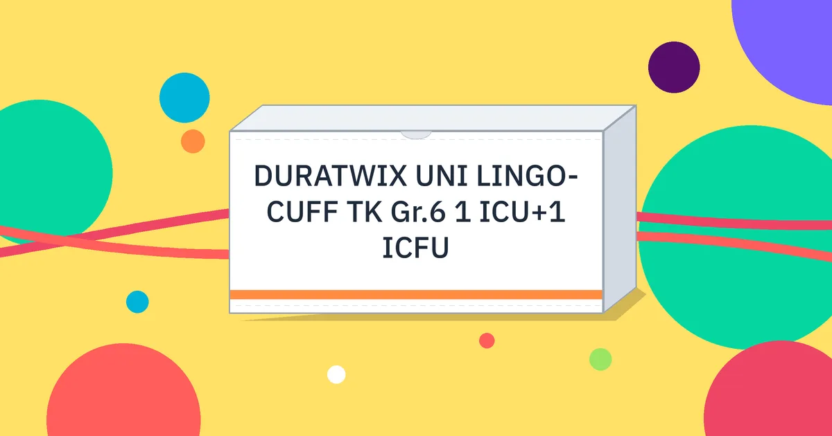 Symbolbild: Packung mit der Aufschrift DURATWIX UNI LINGO-CUFF TK Gr.6 1 ICU+1 ICFU (PZN 13913469) – Verfügbarkeit und Bezug in Apotheken in Frankfurt am Main