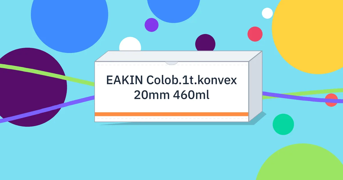 Symbolbild: Packung mit der Aufschrift EAKIN Colob.1t.konvex 20mm 460ml (PZN 01118784) – Verfügbarkeit und Bezug in Apotheken in Frankfurt am Main