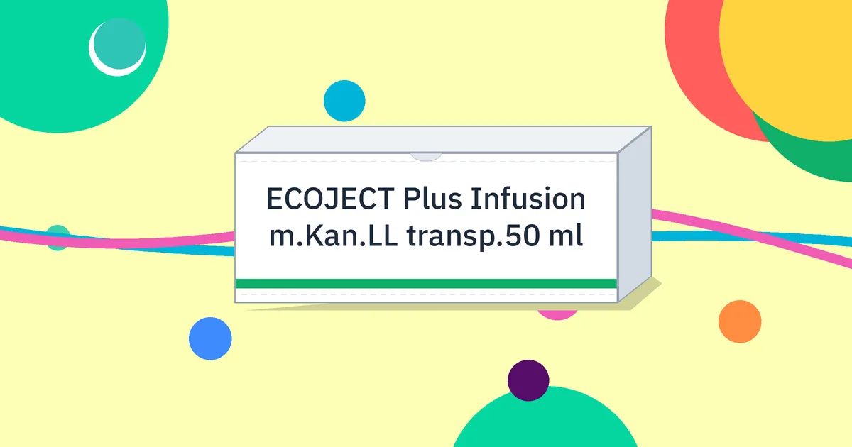Symbolbild: Packung mit der Aufschrift ECOJECT Plus Infusion m.Kan.LL transp.50 ml (PZN 00345130) – Verfügbarkeit und Bezug in Apotheken in Frankfurt am Main