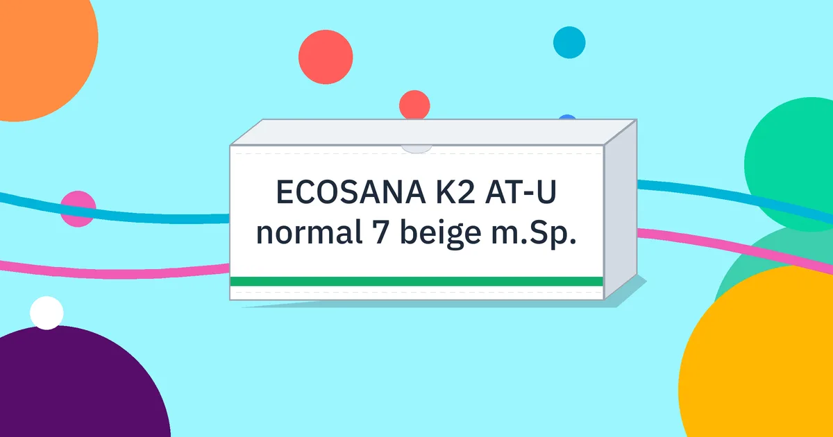 Symbolbild: Packung mit der Aufschrift ECOSANA K2 AT-U normal 7 beige m.Sp. (PZN 01595662) – Verfügbarkeit und Bezug in Apotheken in Frankfurt am Main